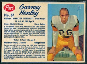 1962 Post Cereal CFL Football